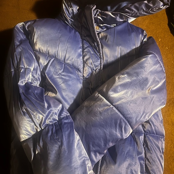 GAP | Jackets & Coats | Shiny Blue Puffer Jacket | Poshmark